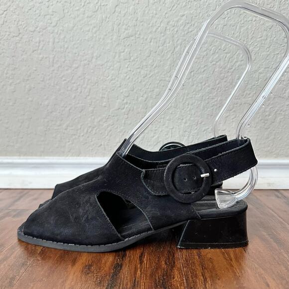 Arche | Shoes | Arche Sandals Black Suede Leather Slingback Heeled ...
